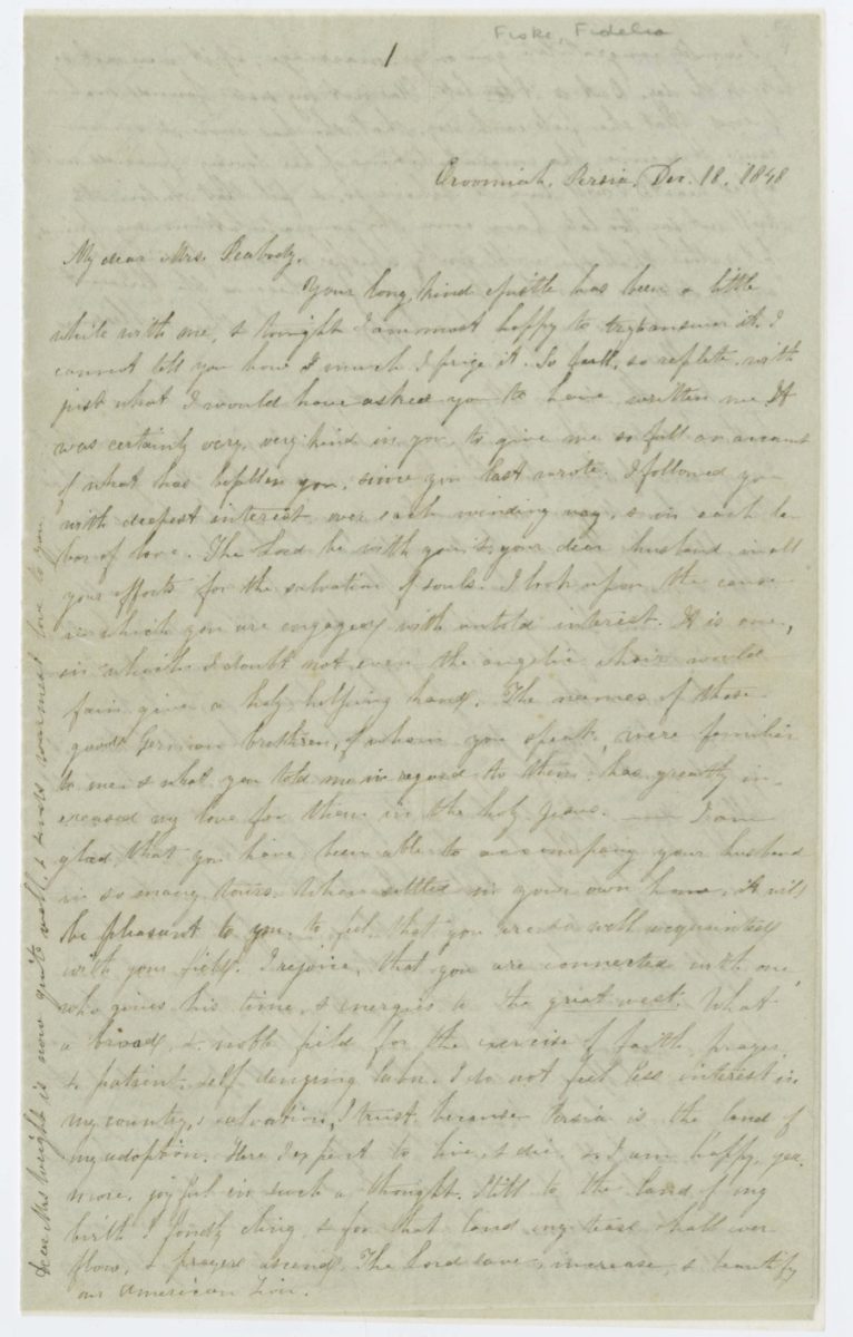 Fidelia Fiske’s Letters – Alumnae Association